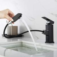 China SUS304 Pull Out Single Handle Basin Mixer Single Hole In Matte Black for sale