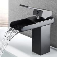 China SUS304 Stainless Steel Waterfall Single Hole Basin Mixer Chrome Matte Black 1.2GPM for sale