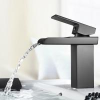 China SUS304 Stainless Steel Waterfall Single Hole Basin Mixer Chrome Matte Black 1.2GPM for sale