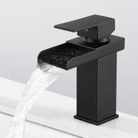 China SUS304 Stainless Steel Waterfall Single Hole Basin Mixer Chrome Matte Black 1.2GPM for sale
