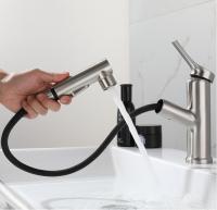 China SUS304 Stainless Steel Pull Out Single Hole Basin Mixer 1.2 GPM Matte Black for sale