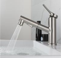 China SUS304 Stainless Steel Pull Out Single Hole Basin Mixer 1.2 GPM Matte Black for sale