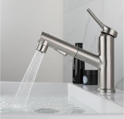 China SUS304 Stainless Steel Pull Out Single Hole Basin Mixer 1.2 GPM Matte Black for sale