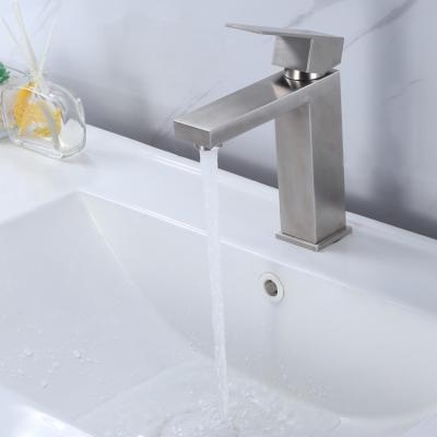 China SUS304 Stainless Steel Single Hole Single Handle Basin Mixer Faucet Matte Black 1.2GPM for sale