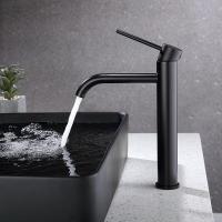 China SUS304 Stainless Steel Single Handle Basin Mixer 1.2 GPM Chrome Matte Black for sale