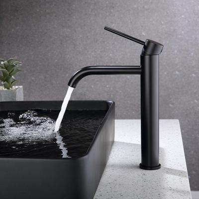 China SUS304 Stainless Steel Single Handle Basin Mixer 1.2 GPM Chrome Matte Black for sale