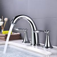 China Brass 8 Inch Widespread 2 Handle Bathroom Faucet Chrome Matte Black Gold 1.2 GPM for sale