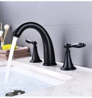 China Brass 8 Inch Widespread 2 Handle Bathroom Faucet Chrome Matte Black Gold 1.2 GPM for sale