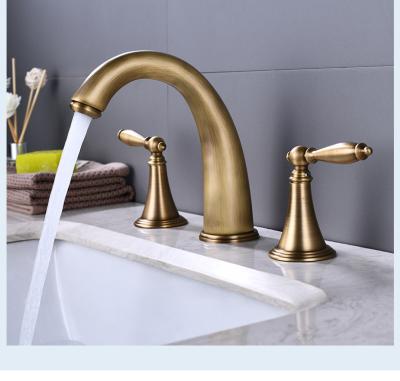 China Brass 8 Inch Widespread 2 Handle Bathroom Faucet Chrome Matte Black Gold 1.2 GPM for sale
