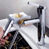 China Brass Pull-Out 360°Swivel Single Hole Single Handle Basin Mixer In Chrome for sale