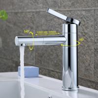 China Brass Pull-Out 360°Swivel Single Hole Single Handle Basin Mixer In Chrome for sale