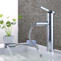 China Brass Pull-Out 360°Swivel Single Hole Single Handle Basin Mixer In Chrome for sale