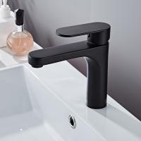 China Brass Single Hole Single Handle Basin Mixer Tap In Matte Black for sale