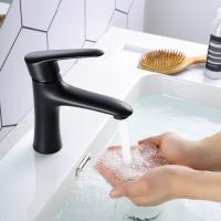 China Brass Modern Single Hole Single Handle Basin Mixer in Chrome Matte Black for sale