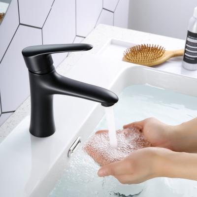China Brass Modern Single Hole Single Handle Basin Mixer in Chrome Matte Black for sale