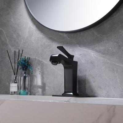 China Brass Modern Single Hole Single Handle Basin Mixer in Chrome Matte Black for sale