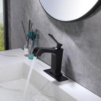 China Brass Modern Single Hole Single Handle Basin Mixer in Chrome Matte Black for sale