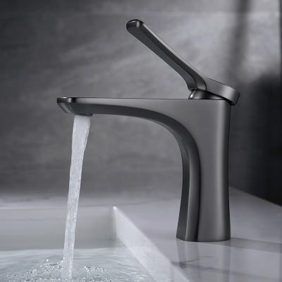 China Brass Modern Single Hole Single Handle Basin Mixer Chrome Matte Black Gold Grey 1.2GPM for sale