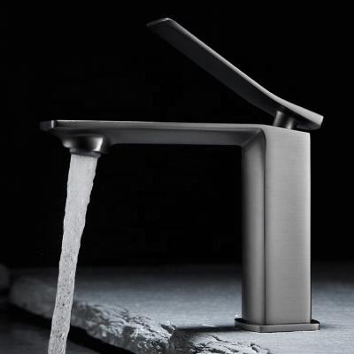 China Brass Modern Single Hole Single Handle Basin Mixer in Grey for sale