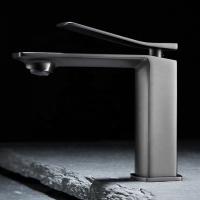 China Brass Modern Single Hole Single Handle Basin Mixer in Grey for sale
