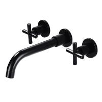 China Wall Mounted Two Cross Handles Centerset Bathroom Faucet Solid Brass 1.2 GPM for sale