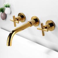China Wall Mounted Two Cross Handles Centerset Bathroom Faucet Solid Brass 1.2 GPM for sale