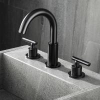 China 8 Inch Widespread Bathroom Sink Faucet Matte Black Centerset 2 Handle Brass 1.2 GPM for sale