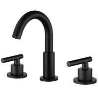 China 8 Inch Widespread Bathroom Sink Faucet Matte Black Centerset 2 Handle Brass 1.2 GPM for sale