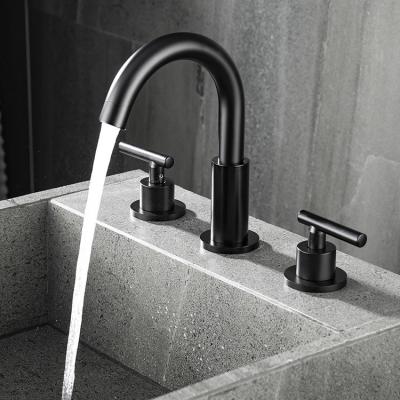 China 8 Inch Widespread Bathroom Sink Faucet Matte Black Centerset 2 Handle Brass 1.2 GPM for sale