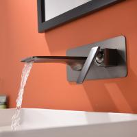 China Brass Modern Wall Mounted Single Handle Basin Mixer Tap In Grey for sale