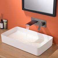 China Brass Modern Wall Mounted Single Handle Basin Mixer Tap In Grey for sale