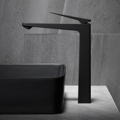 China Brass Single Hole Single Handle Basin Mixer Tap In Matte Black for sale