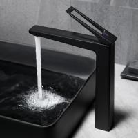 China Brass Single Hole Single Handle Basin Mixer Tap In Matte Black for sale