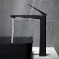 China Brass Single Hole Single Handle Basin Mixer Tap In Matte Black for sale