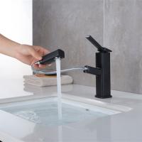 China Brass Pull-Out 360°Swivel Single Hole Single Handle Basin Mixer In Matte Black for sale