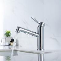 China Brass Pull-Out 360°Swivel Single Hole Single Handle Basin Mixer In Chrome for sale