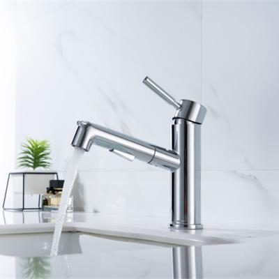China Brass Pull-Out 360°Swivel Single Hole Single Handle Basin Mixer In Chrome for sale