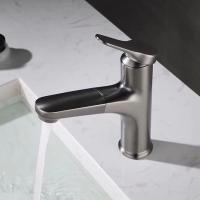 China Brass Modern Pull-Out 360°Swivel Single Hole Single Handle Basin Mixer In Chrome Matte Black Grey for sale
