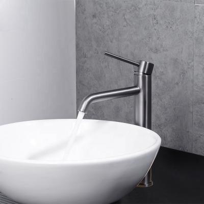 China SUS304 Stainless Steel Single Hole Basin Mixer Faucet 1.2GPM Matte Black for sale