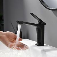 China Brass Single Hole Single Handle Basin Mixer Tap in Matte Black for sale