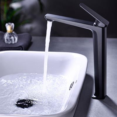 China Brass Vessel Single Hole Single Handle Basin Mixer Tap in Matte Black for sale