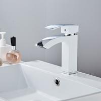 China Brass Single Hole Single Handle Basin Mixer Tap In Chrome White for sale