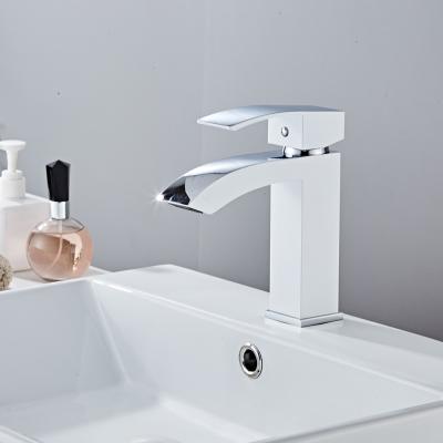 China Brass Single Hole Single Handle Basin Mixer Tap In Chrome White for sale