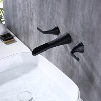 China Brass 8 Inch Widespread 2 Handle Wall Mount Bathroom Faucet Matte Black Gold 1.2 GPM for sale