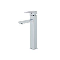 China Brass Single Hole Vessel Sink Faucet Square Handle In Chrome for sale
