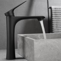 China Brass Single Hole Basin Mixer Tap Chrome Matte Black 1.2GPM 96h NSS for sale