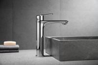 China Brass Vessel Single Hole Single Handle Basin Mixer Tap in Chrome  Grey for sale