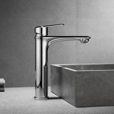 China Brass Vessel Single Hole Single Handle Basin Mixer Tap in Chrome  Grey for sale