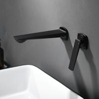China Brass Modern Wall Mounted Single Handle Basin Mixer In Matte Black Chrome Gold Grey for sale