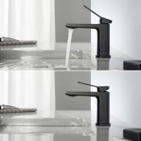 China Brass Modern Single Hole Single Handle Basin Mixer in Matte Black Grey for sale